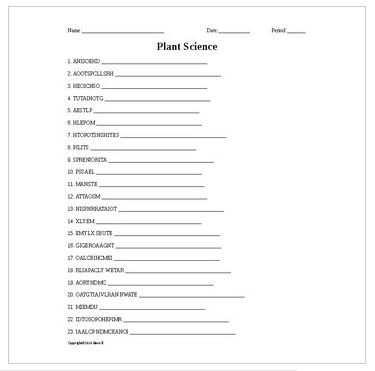 Horticulture Vocabulary Word Scramble Collection for Agriculture ...