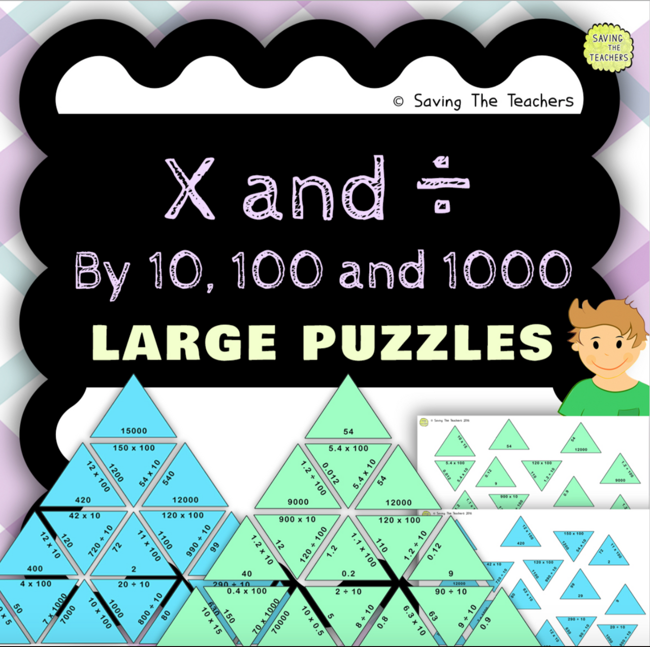 Multiplying and Dividing by 10, 100, and 1000 Large and Small Tarsia ...