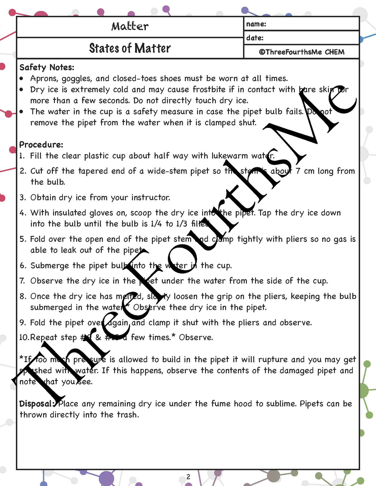 States of Matter Sublimation Activity - Amped Up Learning