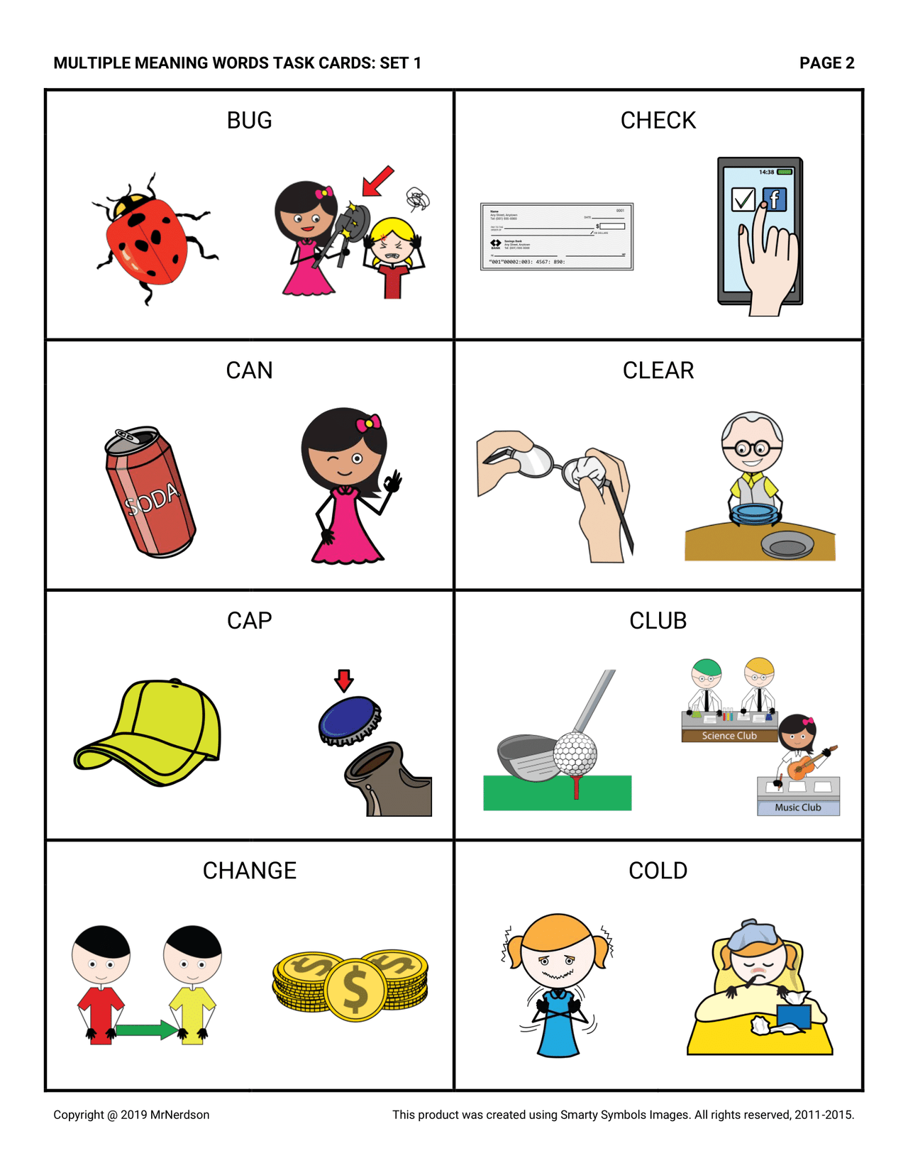 Multiple Meaning Words Task Cards - Set 1 - Amped Up Learning