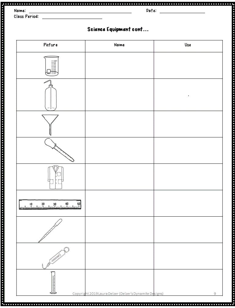 Lab Equipment Identification Worksheets. 36 items! - Amped Up Learning