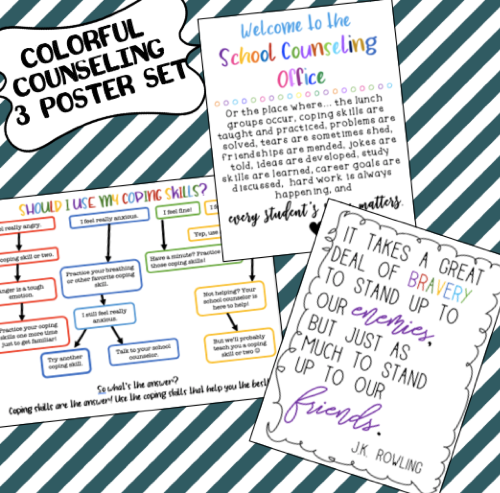 School Counseling Poster Set #1 - Amped Up Learning