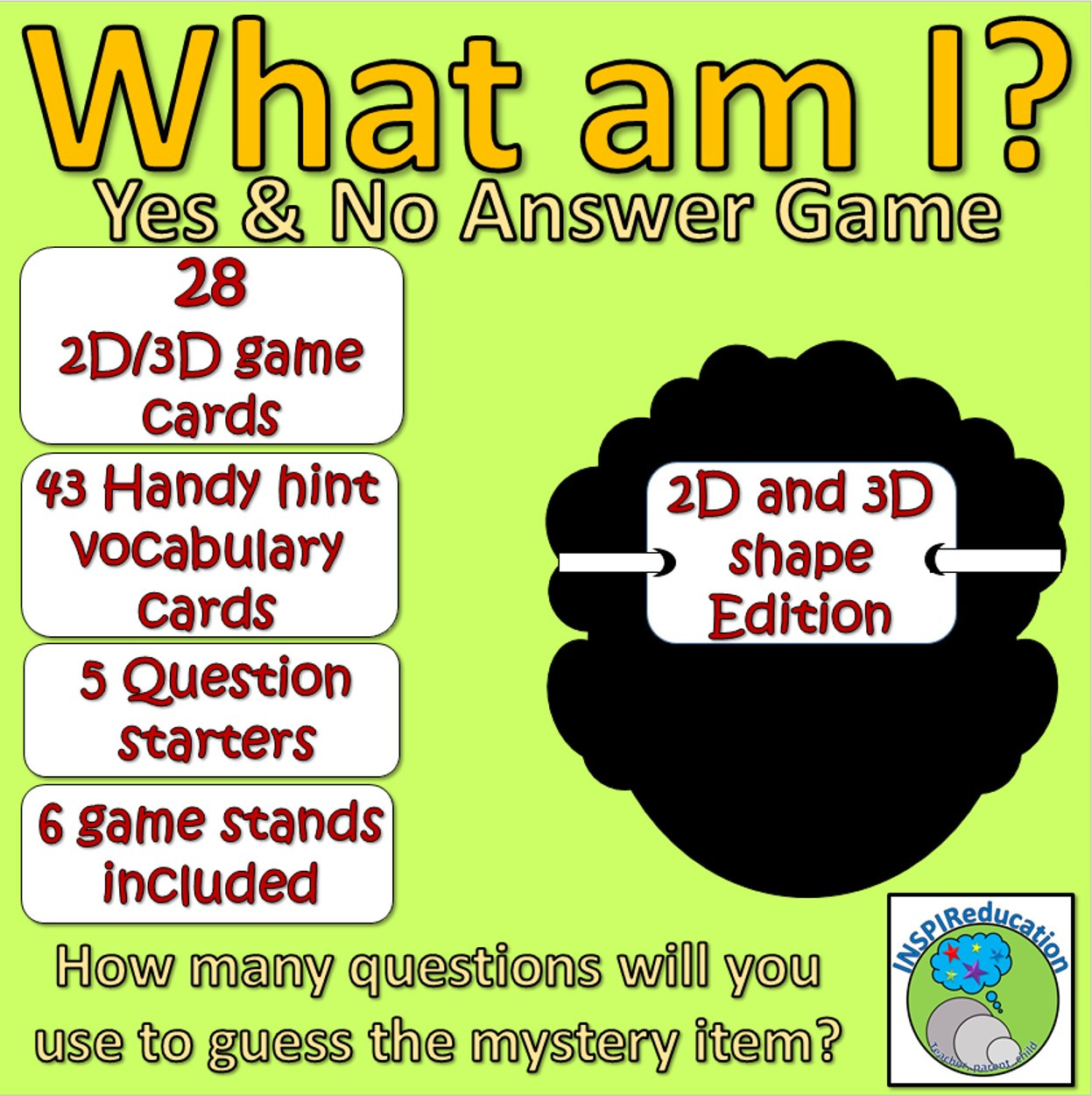 2D and 3D Shape Classification - Yes/No Card Game - Amped Up Learning