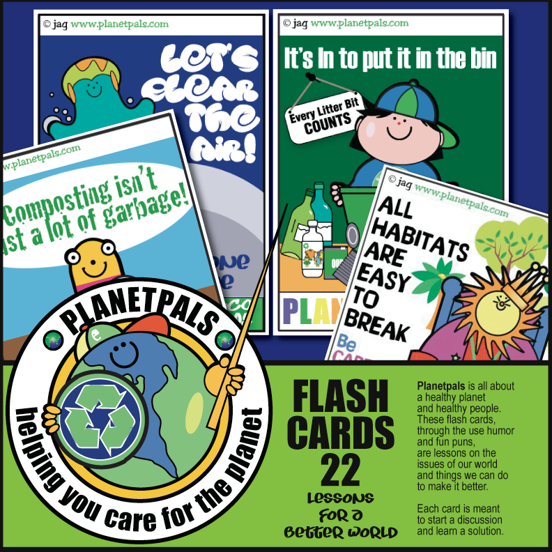 Planetpals 22 FLASH CARDS Environmental Theme Eco Tips Cartoon Lessons ...
