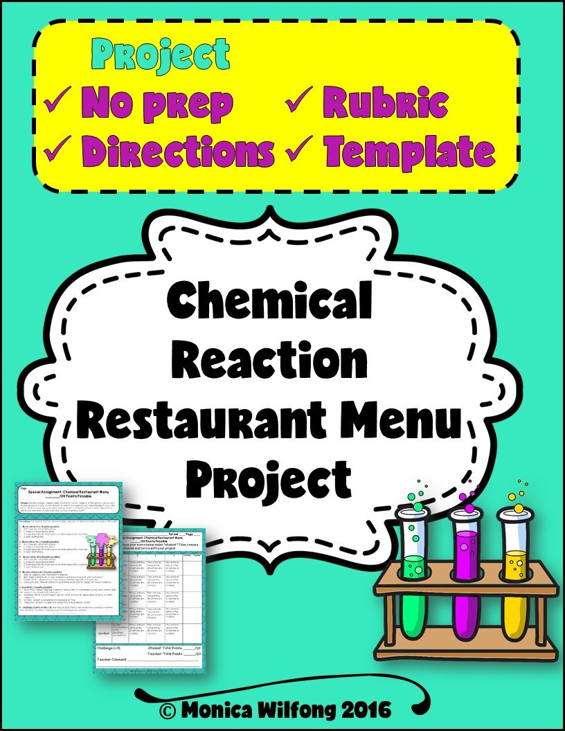 Chemical Reactions Project- Restaurant Menu Themed/Holiday Matter ...