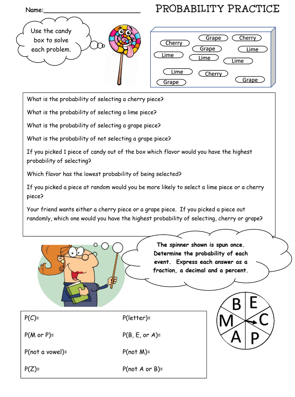 Probability Predictions - Notes/Guided Practice & 2 Activities