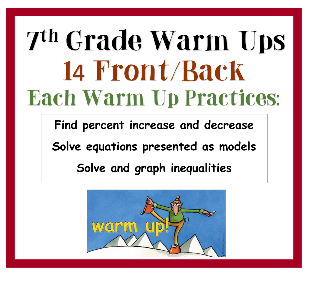 7th grade Warm-ups - Set 1, percents, inequalities
