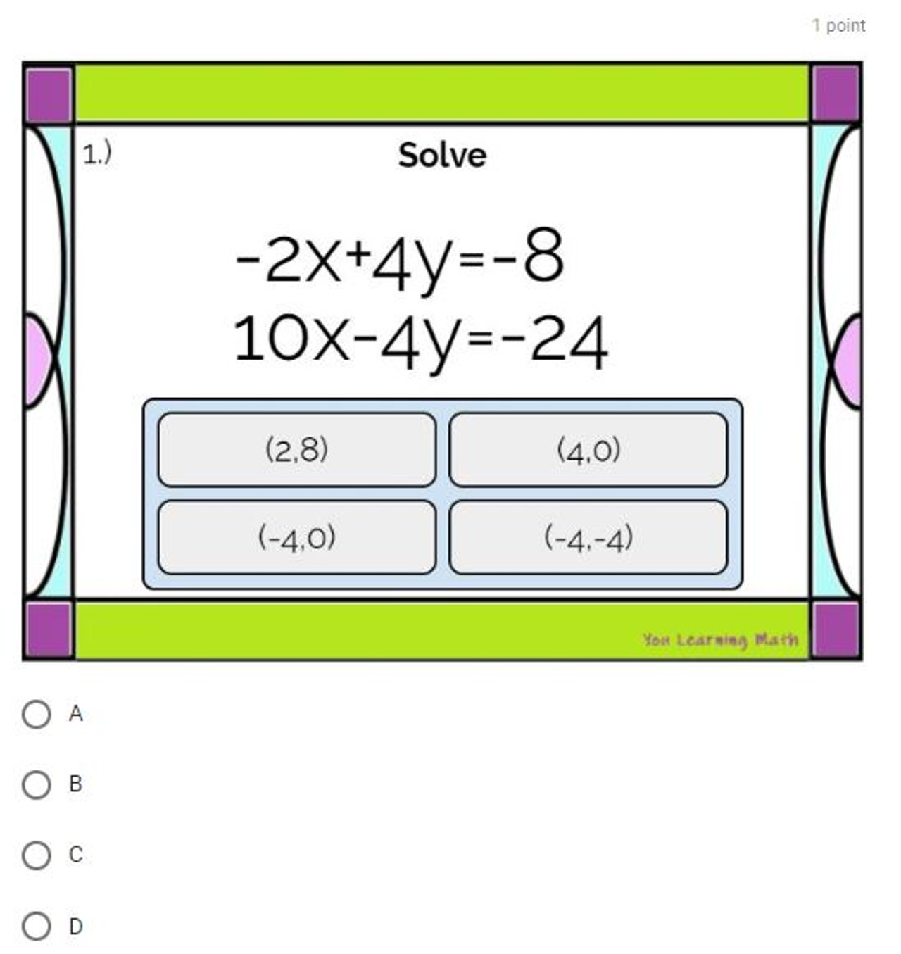 Solving Systems of Linear Equations using Elimination: Google Forms ...