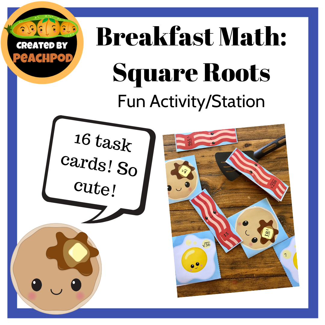Breakfast Math: Square Roots - Fun Activity/Station - Amped Up Learning