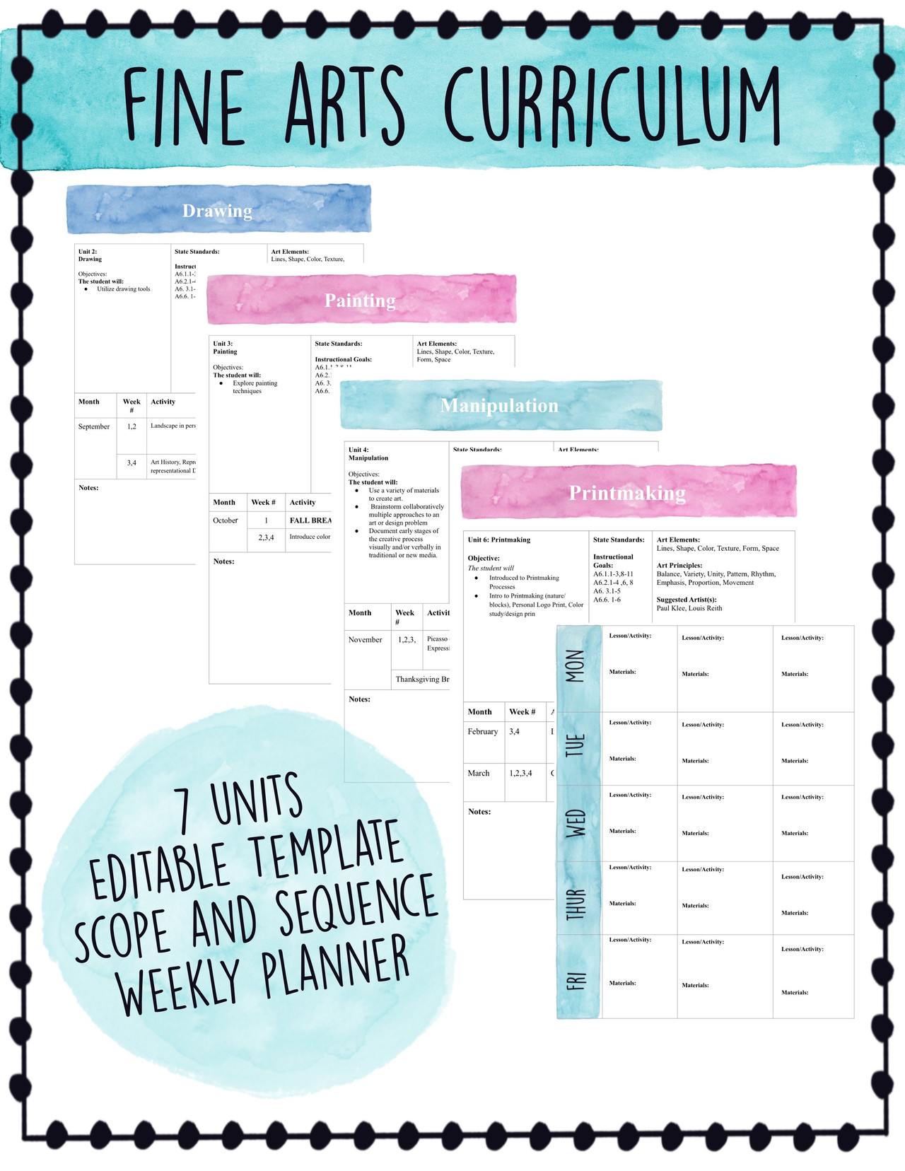 (EDITABLE) Fine arts scope & sequence - Amped Up Learning