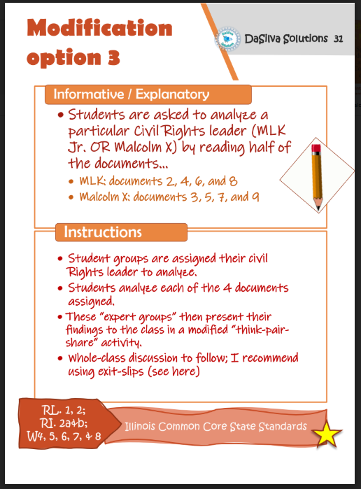 Civil Rights Gallery Walk - Doc Analysis - compare contrast MLK Jr ...