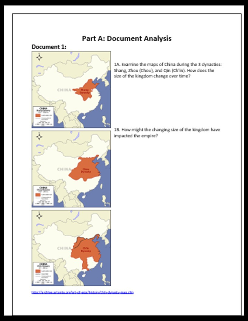 First Emperor Qin DBQ - Document Based Question Evidence Analysis ...