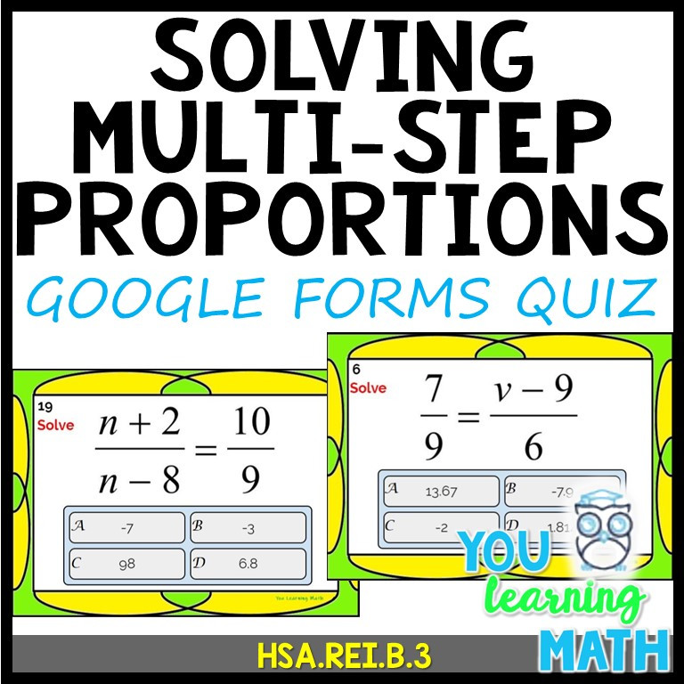 Solving Multi-Step Proportions: GOOGLE Forms Quiz - 20 Problems - Amped ...