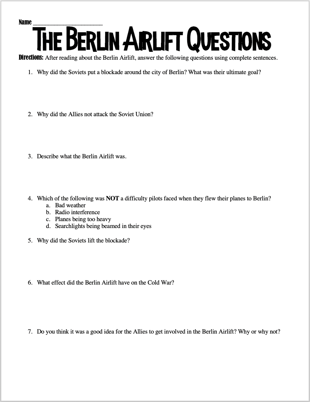 The Berlin Airlift Reading WS - Amped Up Learning