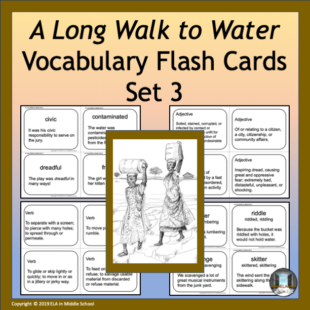 A Long Walk to Water Vocabulary Flashcards and Word Wall Set 3 - Amped ...