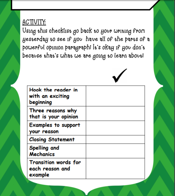Opinion Writing Mini 4 Week Unit,