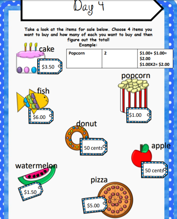 Shopping Trip Math Project - Amped Up Learning