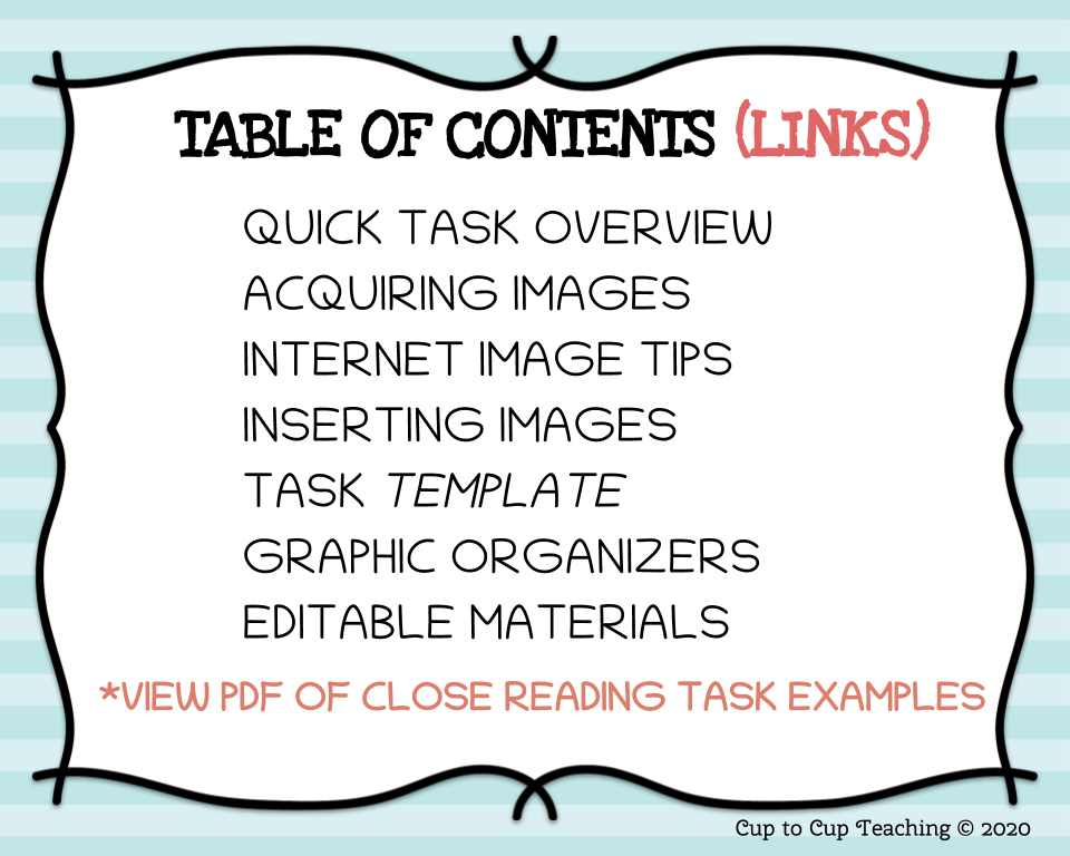 Close Reading Images Digital Tasks