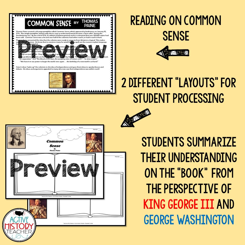 Common Sense Visual "Book" Summary and Quote Placard Analysis