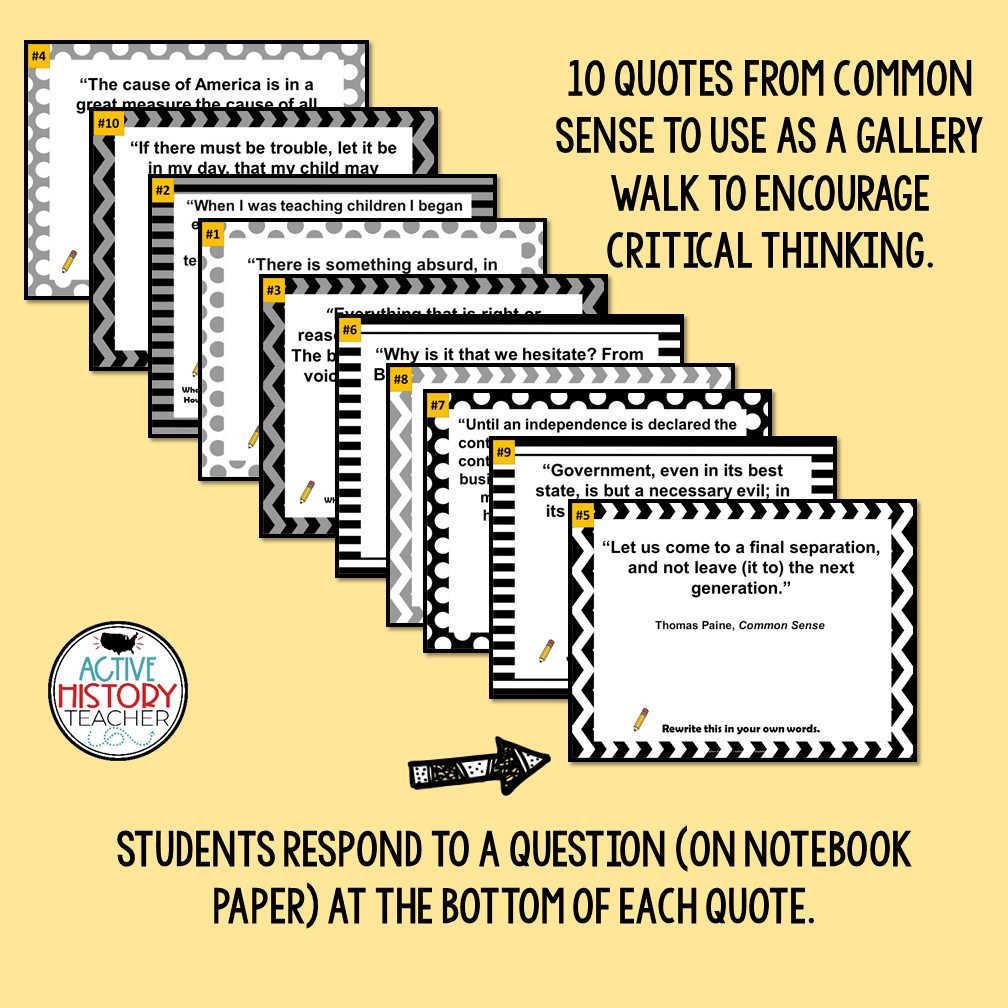 Common Sense Visual "Book" Summary and Quote Placard Analysis