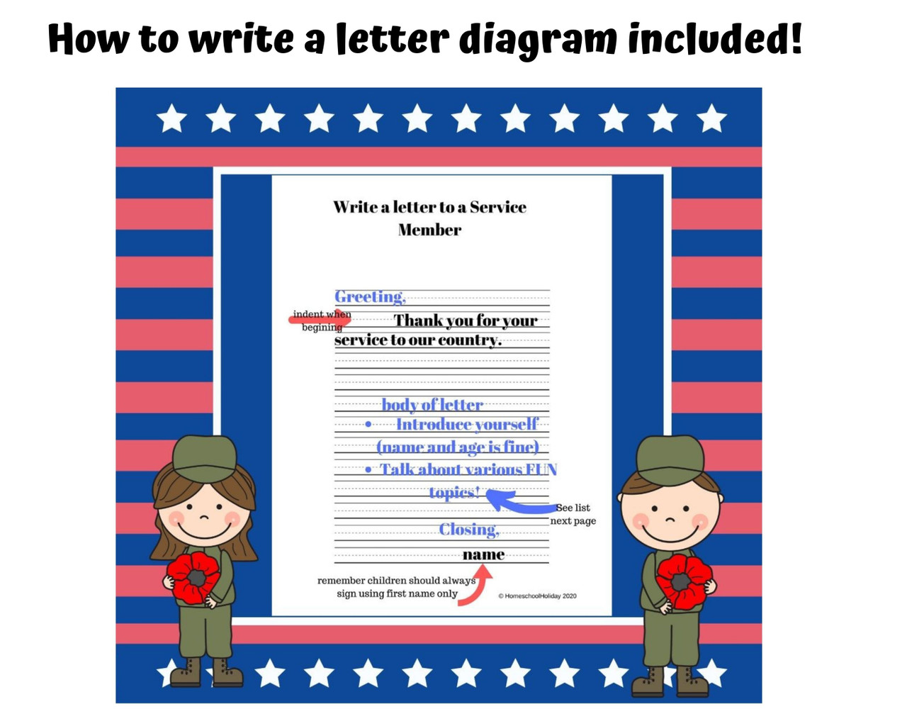 Write a Letter to a Service Member & Poppy Craft Memorial Day Freebie