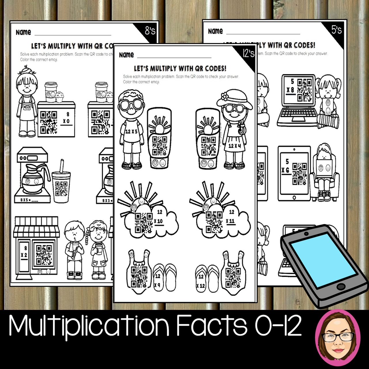 MULTIPLICATION QR CODE WORKSHEETS 0-12