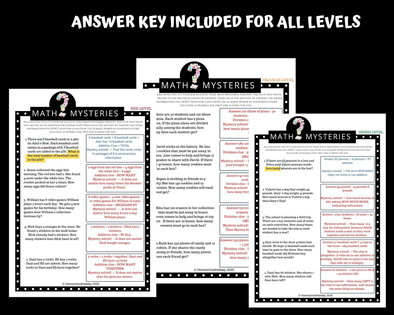 Math Mysteries - Take the PROBLEM out of math word problems