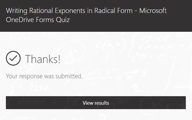 Writing Rational Exponents in Radical Form: Microsoft OneDrive Forms ...