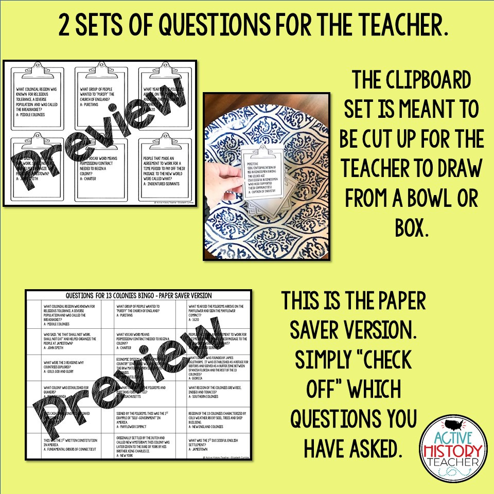 13 Colonies Bingo Review Game STAAR Review