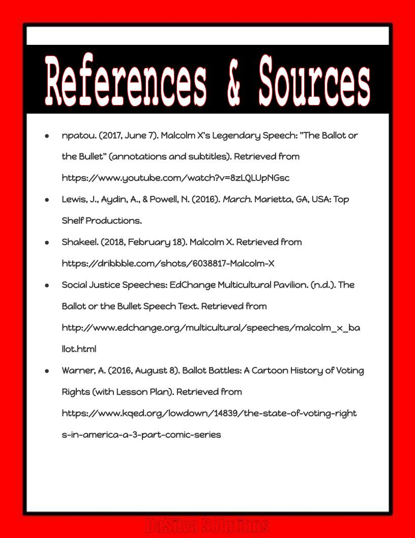 Ballot or the Bullet: Primary Source Speech Analysis & Follow-up Activities