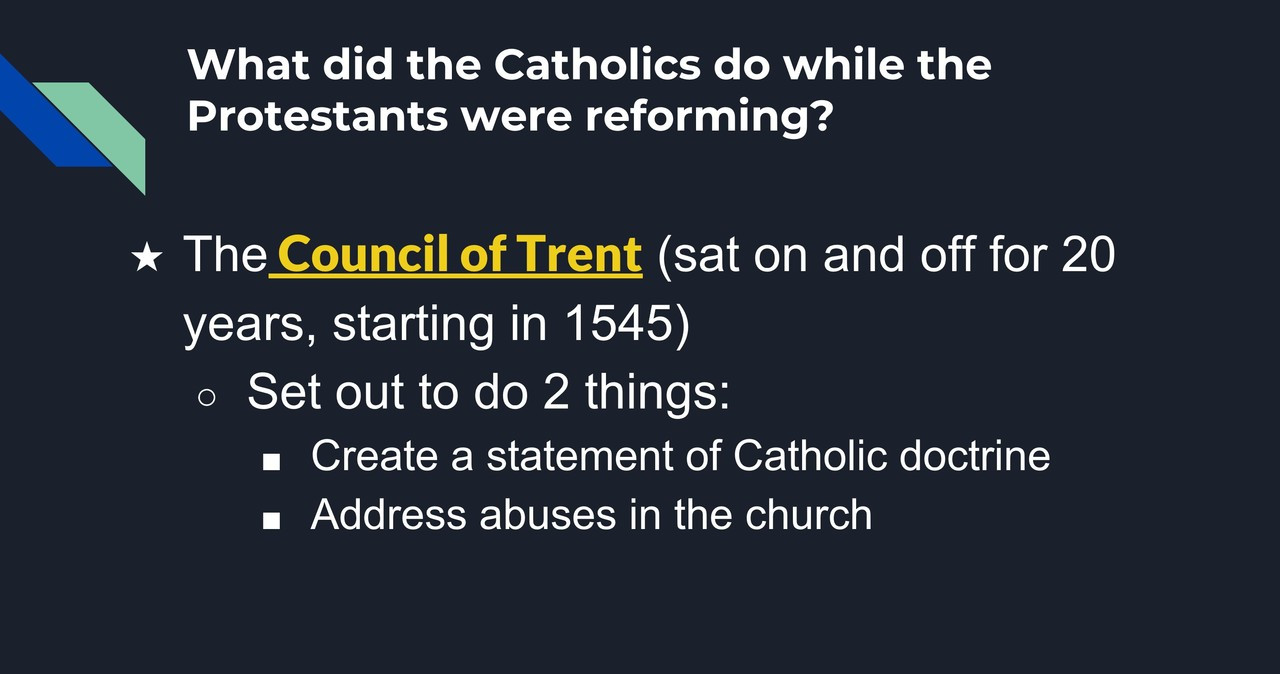 The Reformation: The Catholic Response (a.k.a. Counter Reformation ...