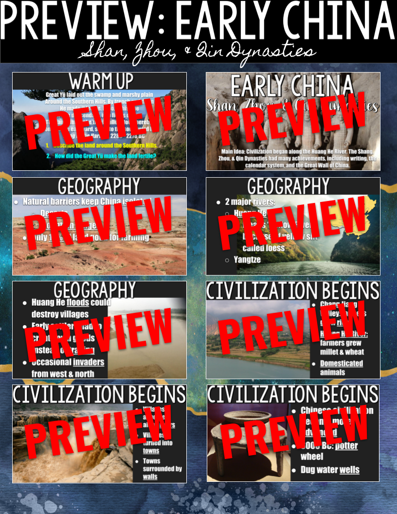 Early China: Shang, Zhou, & Qin Dynasties - Google Drive - Warm Up ...