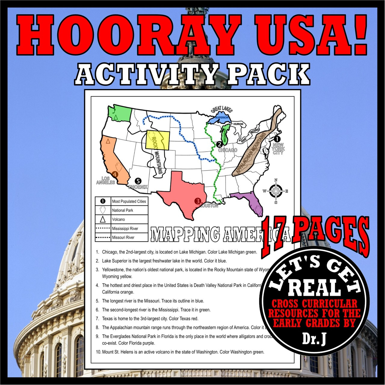 HOORAY USA! Basic Skills Activity Pack - Amped Up Learning