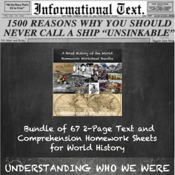 World History (Renaissance-Modern History) Bundle Homework Worksheet ...