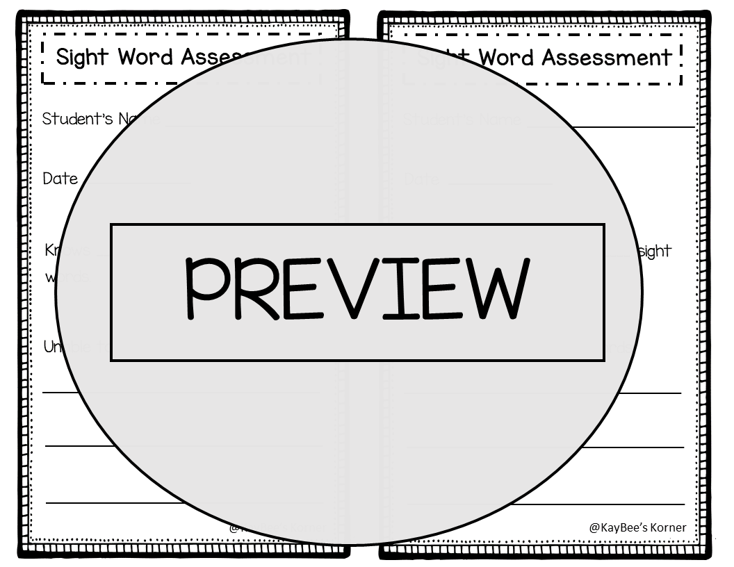 Sight Word Flash Cards with Assessment Sheet and Family Letter FREEBIE