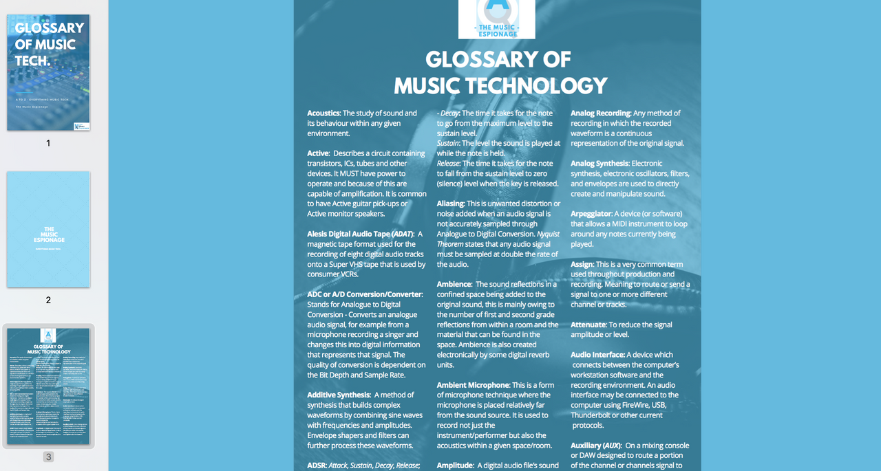Glossary of Music Technology