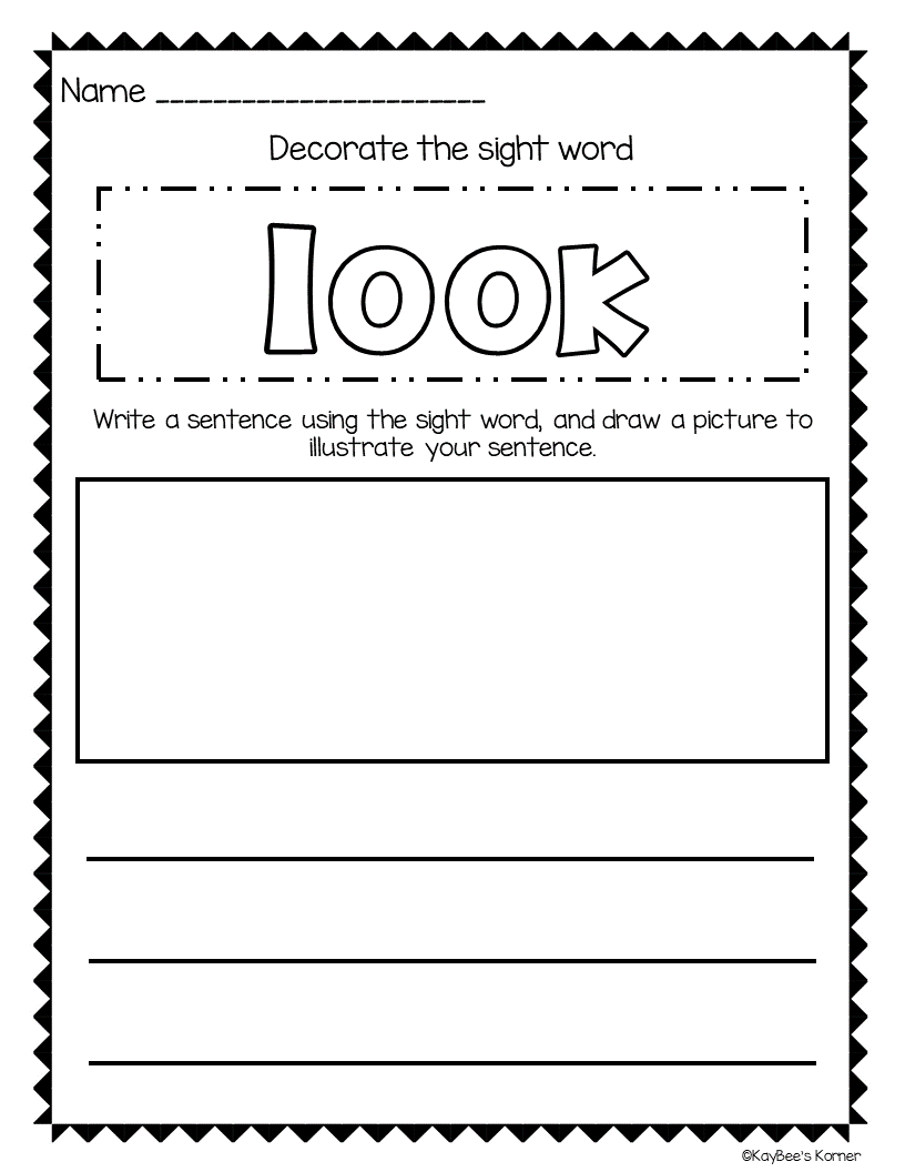 Sight Word Activity Worksheet Pack- NO PREP!