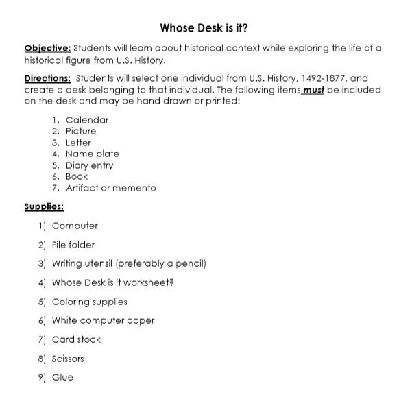 Project Based Assessment: People in U.S. History - Amped Up Learning