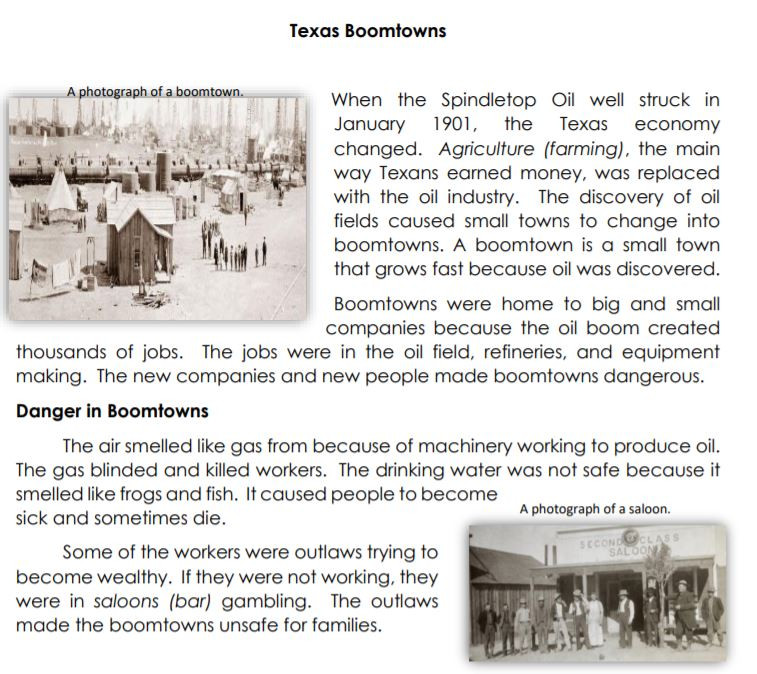 Texas Boomtowns Reading - Amped Up Learning