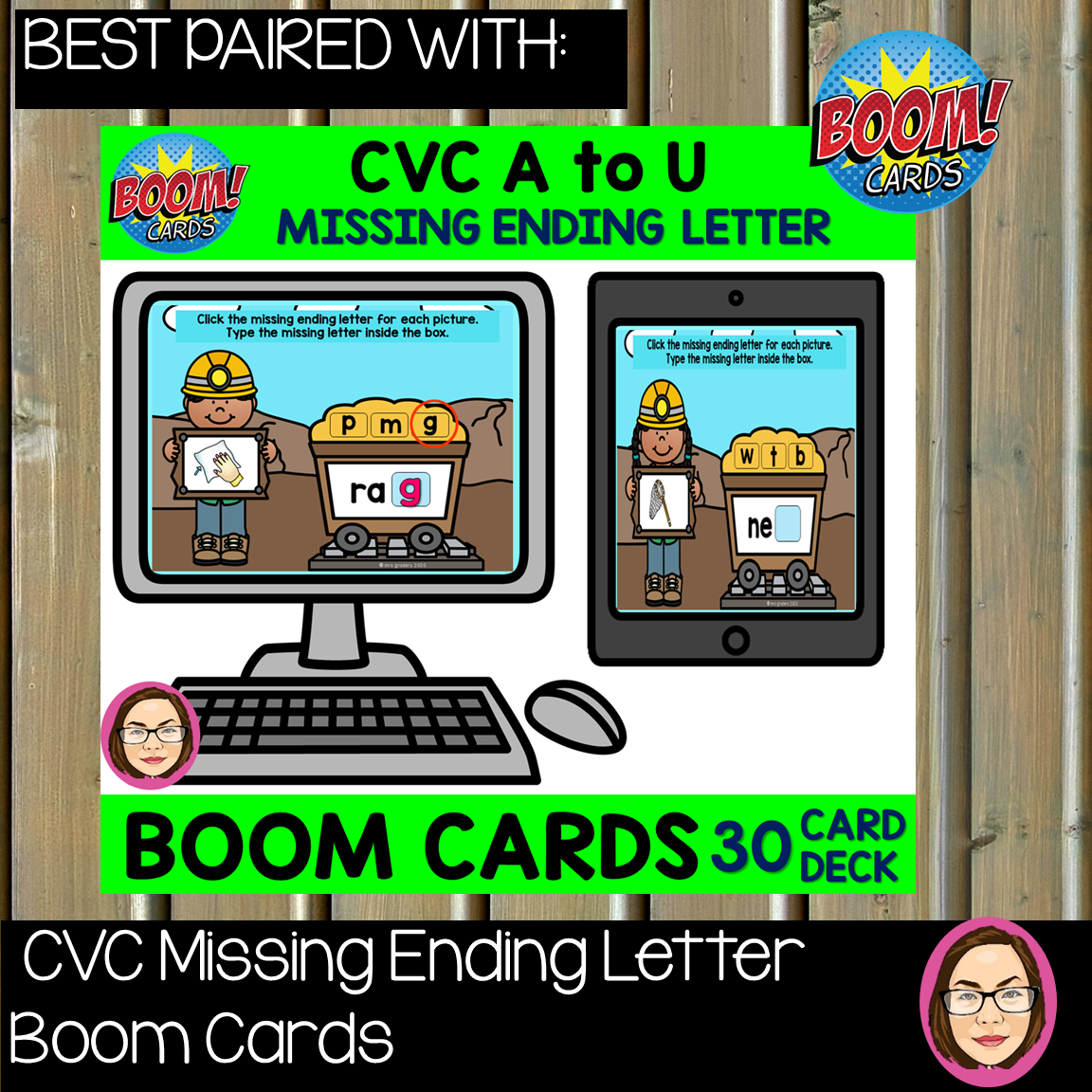 CVC A to U WORD WORK MISSING ENDING LETTER DIGITAL and PRINT BUNDLE