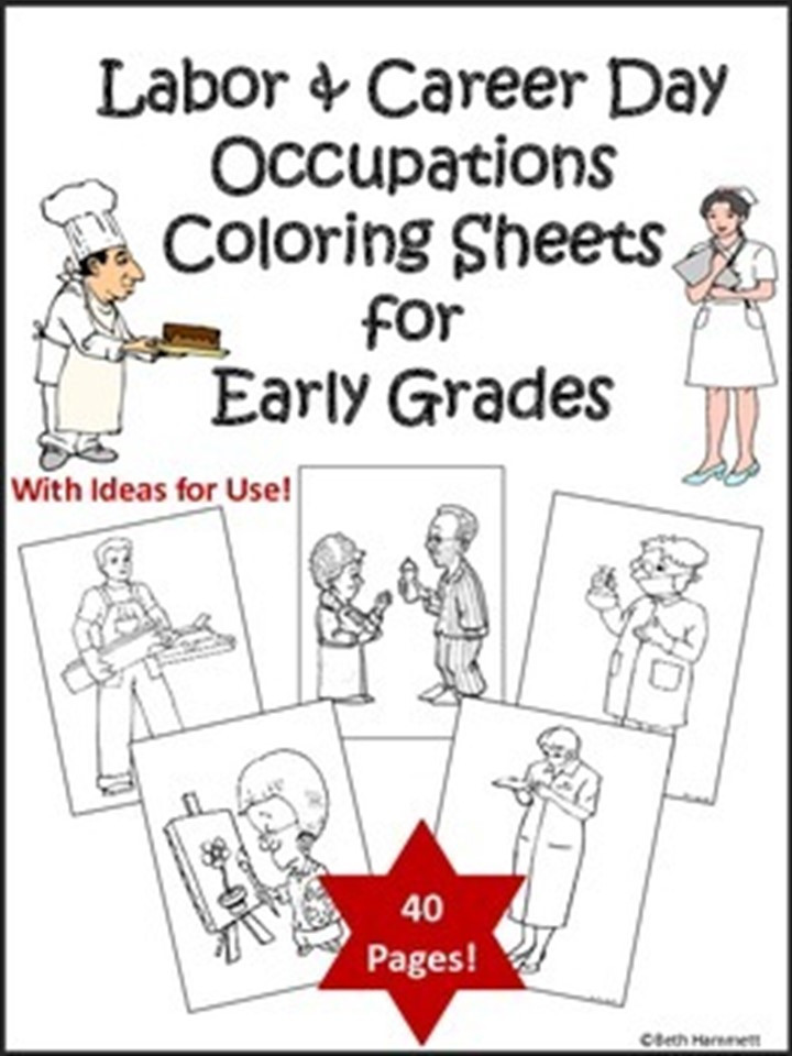 Labor Day/Career Day Occupation Coloring Sheets - Amped Up Learning