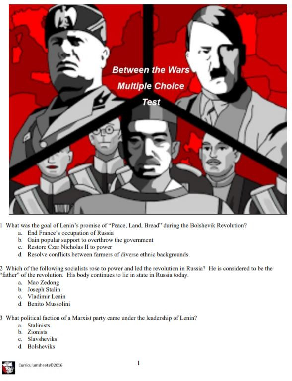 Between the Wars Unit Test - Amped Up Learning
