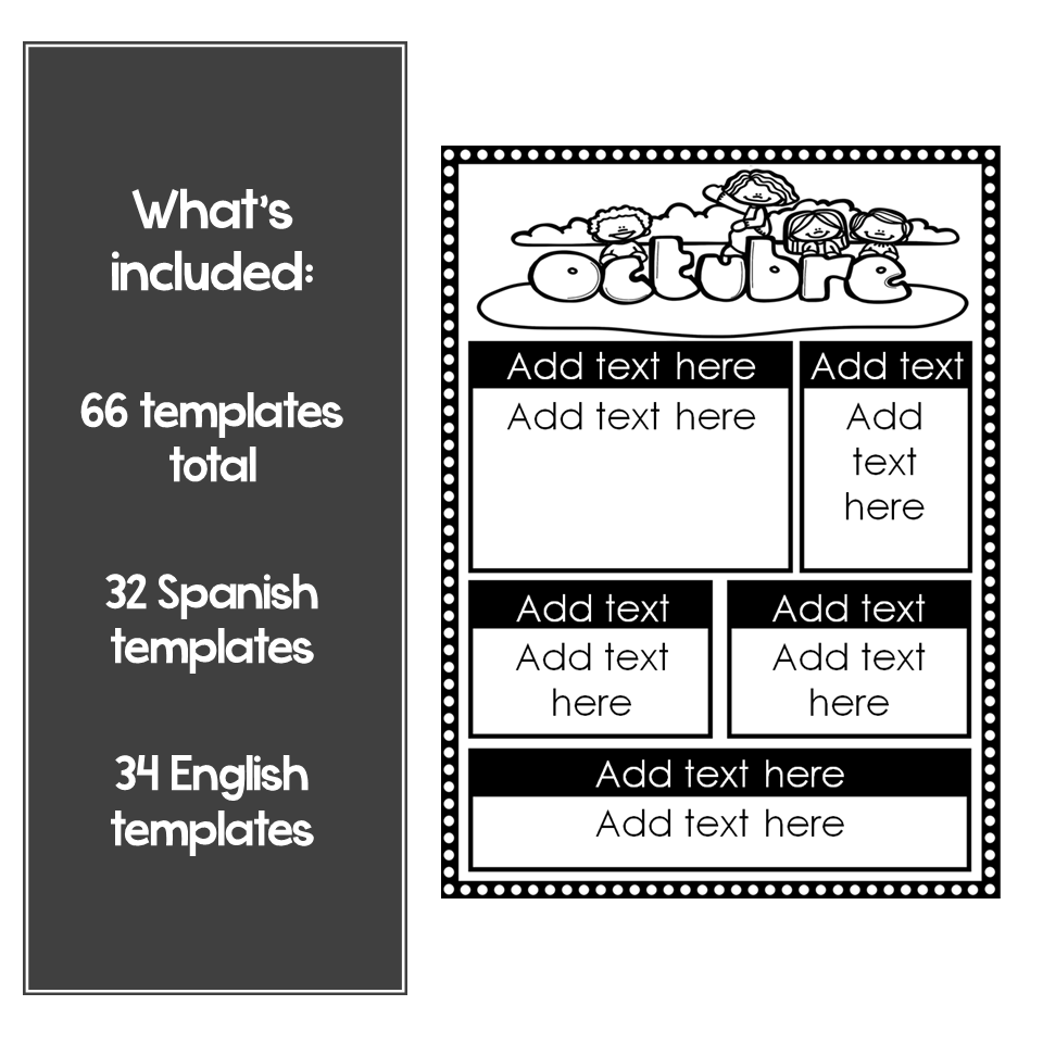 Editable Monthly Newsletter Templates in Spanish and English Version