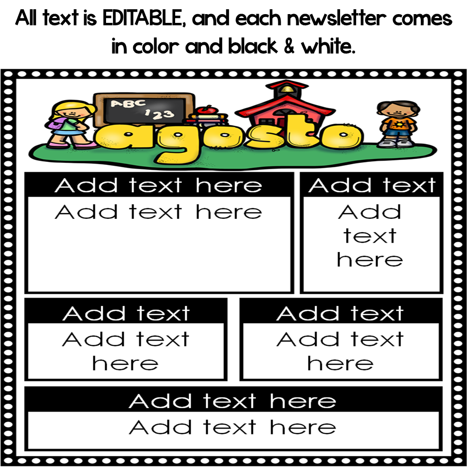 Editable Monthly Newsletter Templates in Spanish and English Version