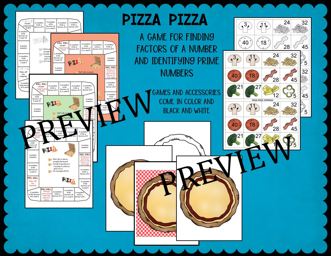 Factors, Multiples, and Prime Numbers - 4th and 5th Grade - Pizza Party