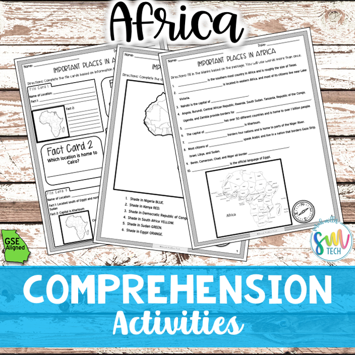 Geography in Africa Reading Activity Packet (SS7G1, SS7G1b) - Amped Up ...