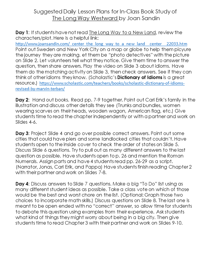 The Long Way Westward Digital Novel Study in Google Slides