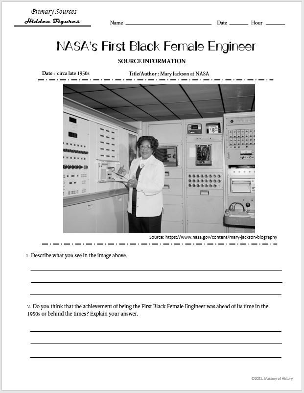 Hidden Figures (2017) Movie Guide & Primary Source Analysis - Amped Up ...