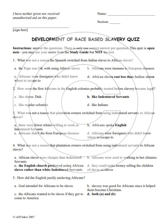 The Development of Race Based Slavery/The Middle Passage unit ...