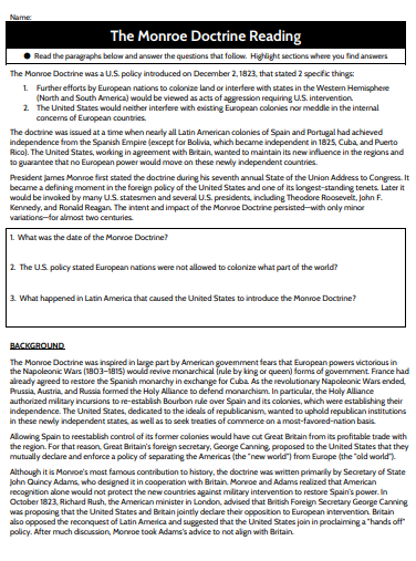 Monroe Doctrine Reading - Amped Up Learning
